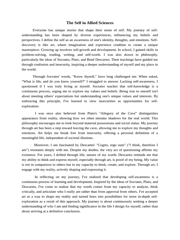 Freetz John Sumalinog's Reflection Paper | PDF | Self | Socrates