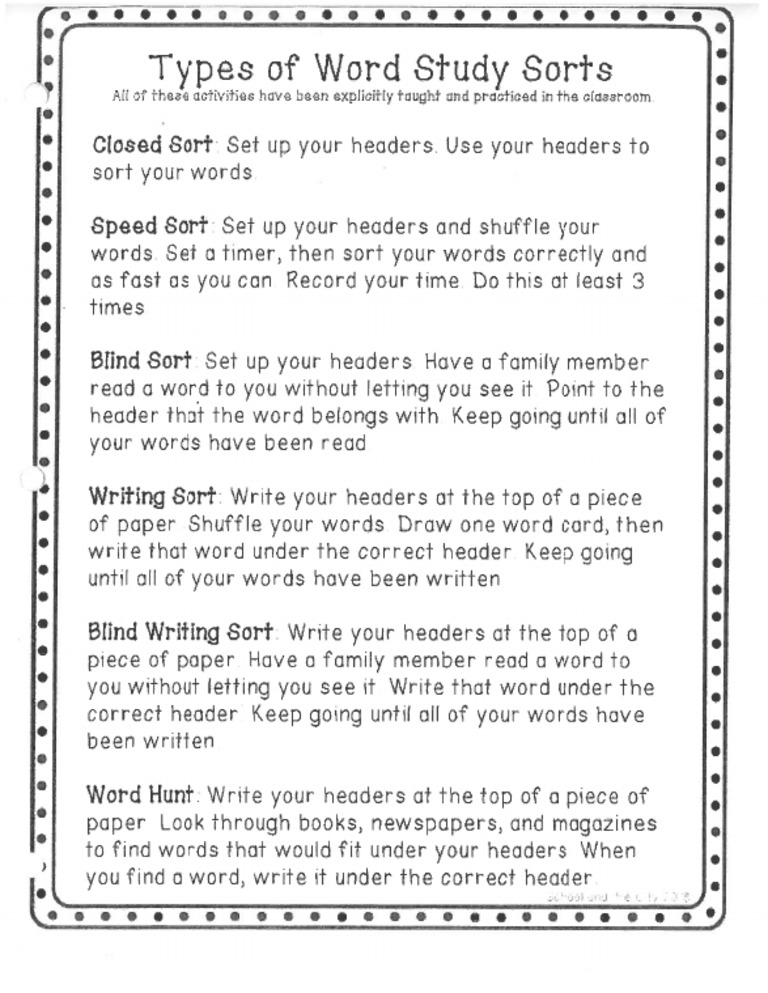 Word Sorts | PDF