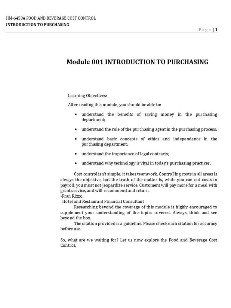 W1-Module 001 INTRODUCTION TO PURCHASING | PDF | Inventory | Menu