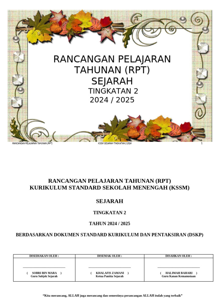 Rpt Sej Ting 2024 2024 | PDF