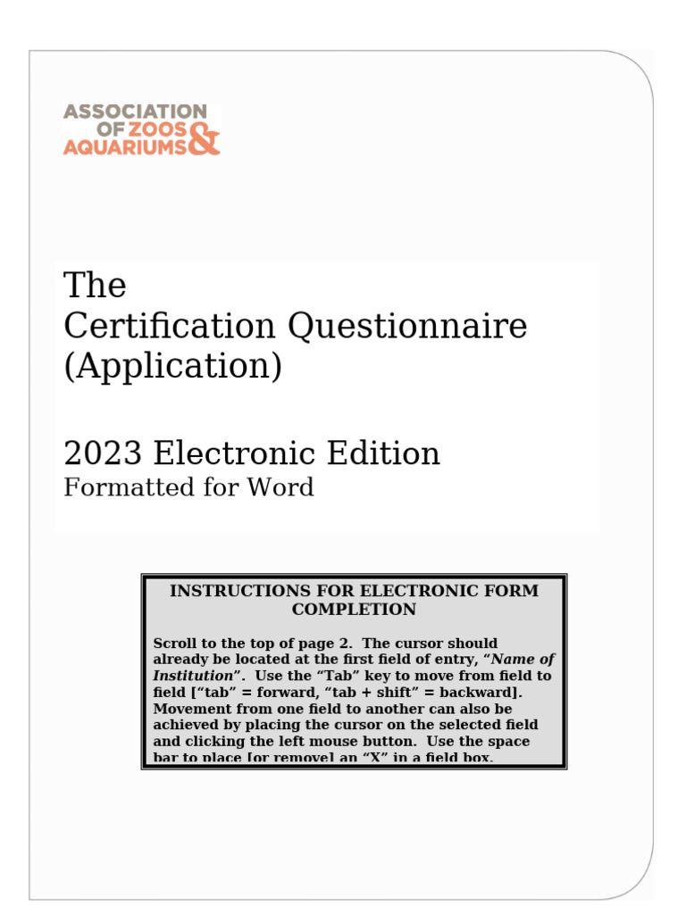 Certification Questionnaire Application | PDF | Veterinary Medicine