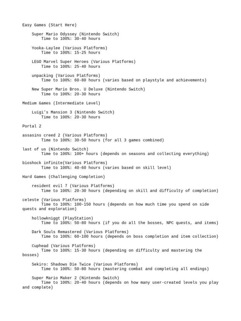 Easy Games (Start Here) | PDF