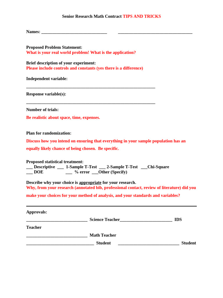 Math Contract | PDF | Experiment | Student's T Test