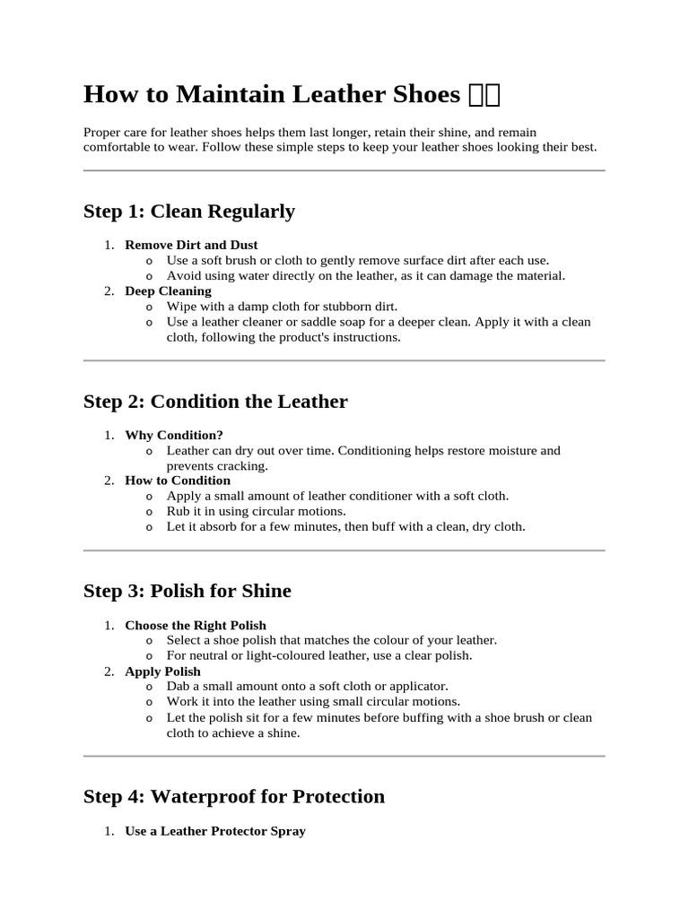 How to Maintain Leather Shoes | PDF | Leather | Shoe