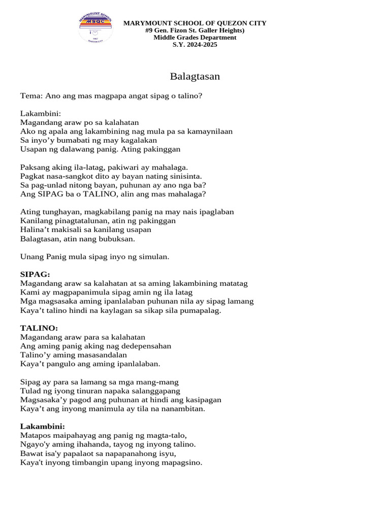 Balagtasan | PDF