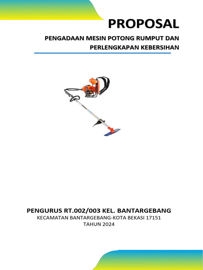 Rencana Proposal Mesin Rumput Dan Alat Kebersihan | PDF