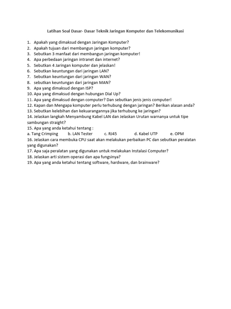 Latihan Soal Dasar | PDF