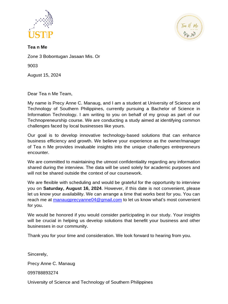 Interview Request for Local Business Study | PDF