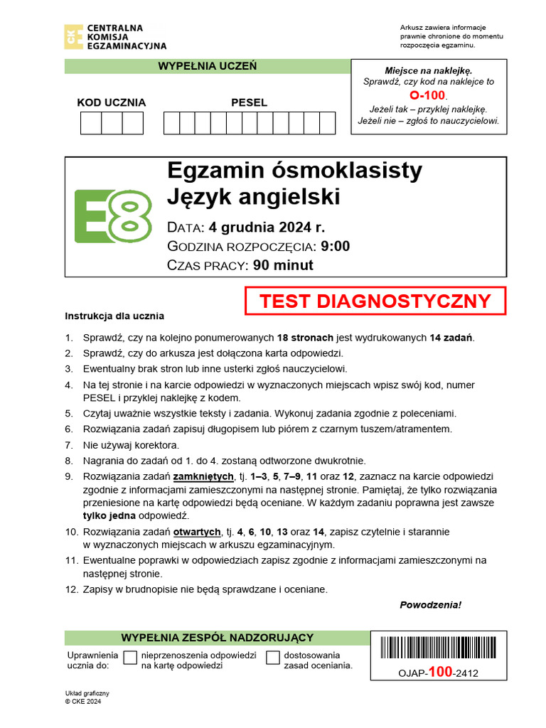 OJAP 100 X 2412 Zeszyt Zadan | PDF