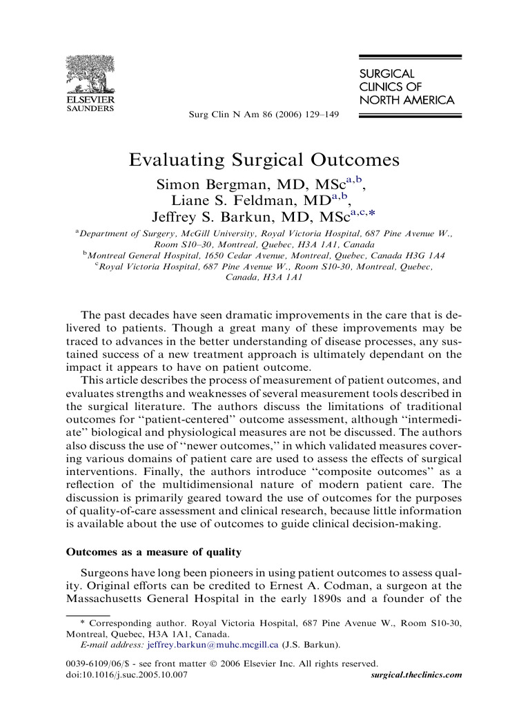 Evaluating Surgical Outcomes | PDF | Surgery | Pain
