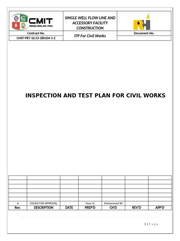 itp-for-civil-works (1) | PDF | Concrete | Road Surface