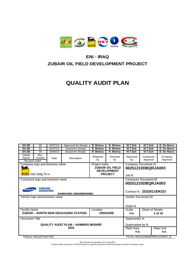 Quality Audit Plan Enipdf | PDF | Audit | Auditor's Report