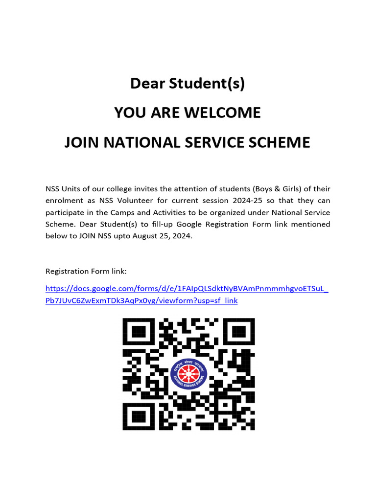 NSS RegisteraNss tion Form 2024-25 | PDF