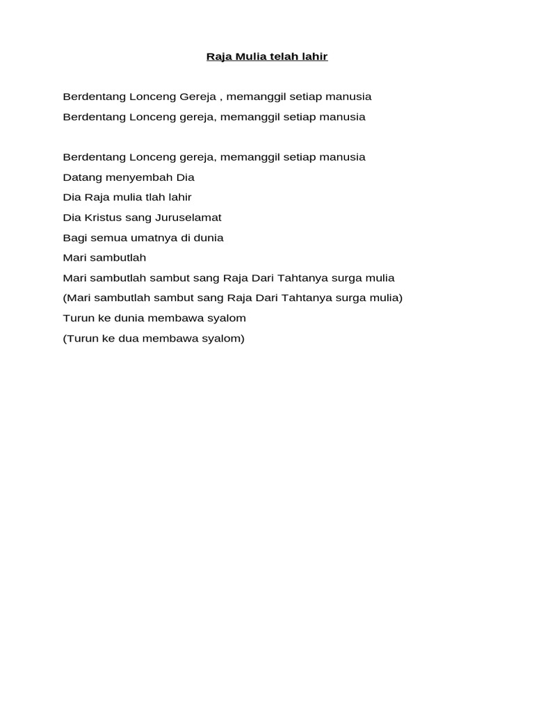 Raja Mulia Telah Lahir | PDF