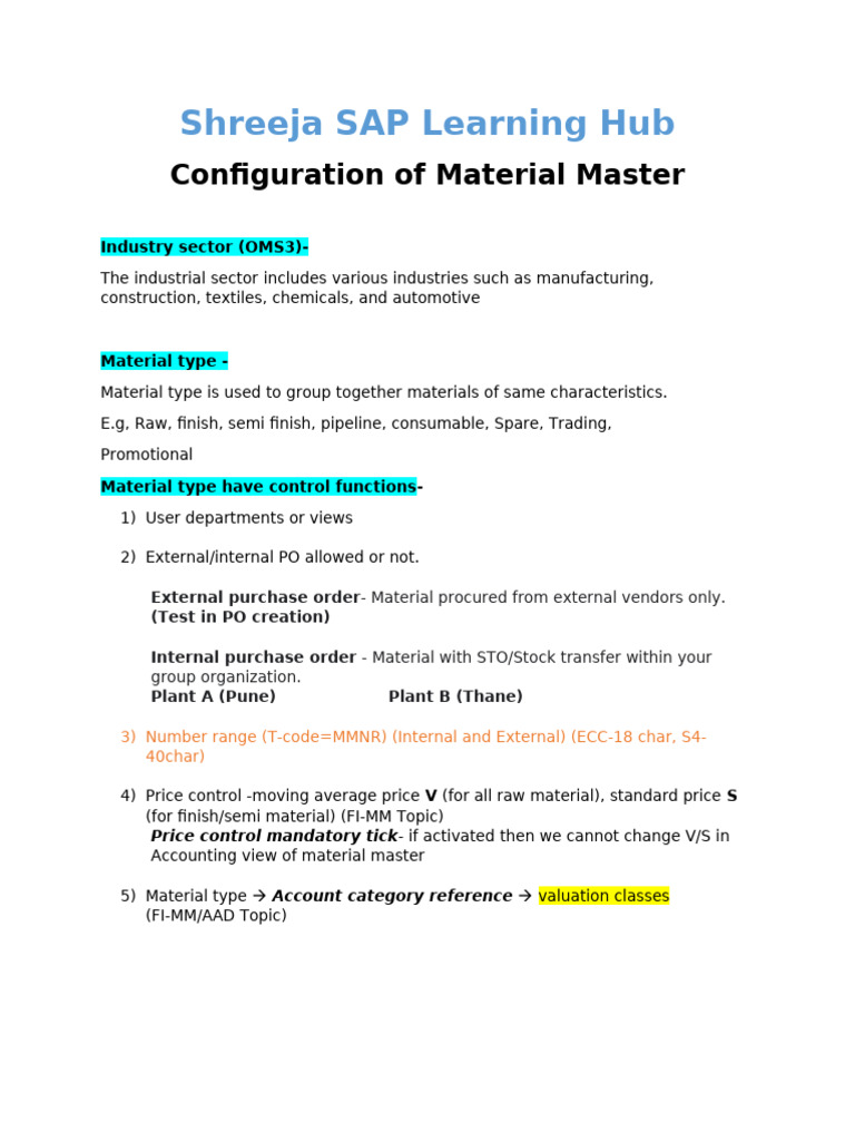 03 - Configuration of Material Master | PDF | Valuation (Finance ...