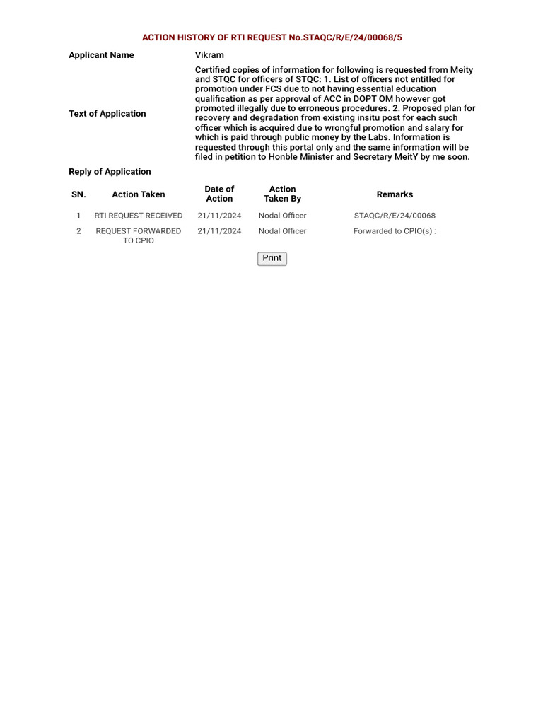 RTI Request | PDF