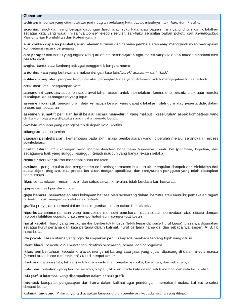 Glosarium Bahasa Indonesia | PDF