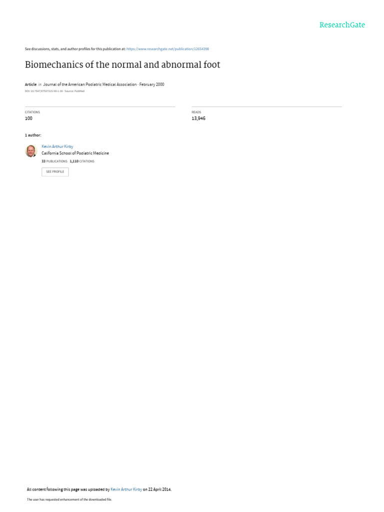 Biomechanics of The Normal and Abnormal Foot | PDF | Foot | Anatomical ...