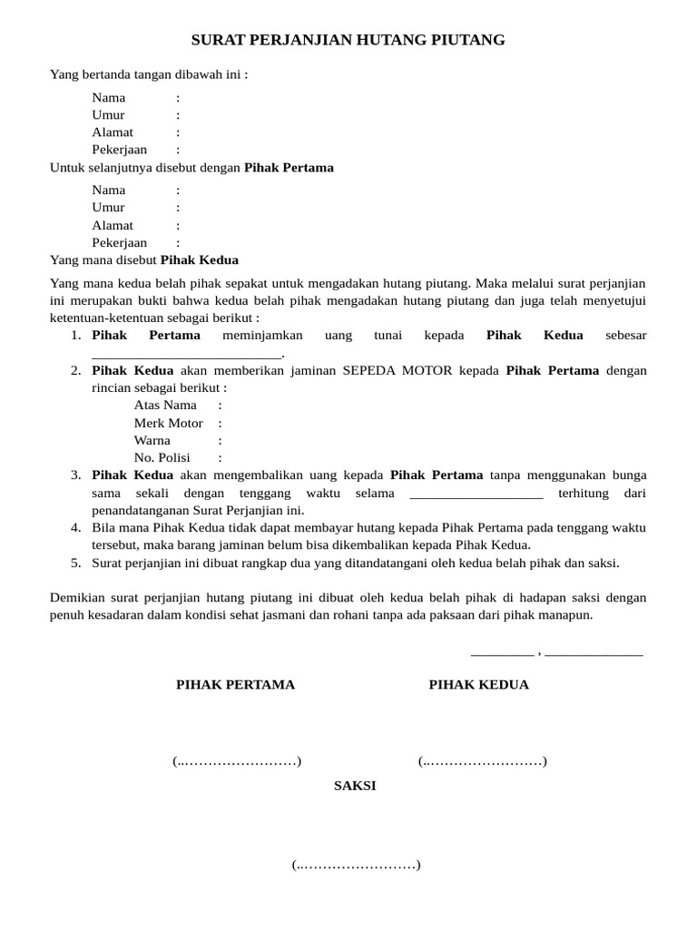 744056848-Surat-Perjanjian-Utang-Piutang-dengan-Jaminan | PDF