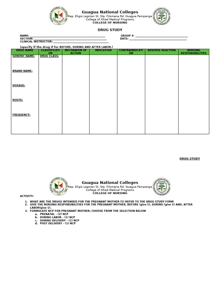 Drug Study Form 2 | PDF