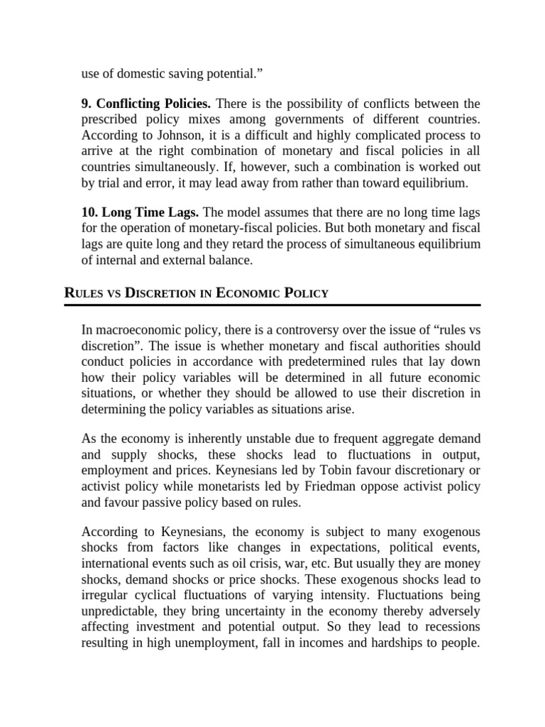 Rules Vs Discretion | PDF | Fiscal Policy | Inflation