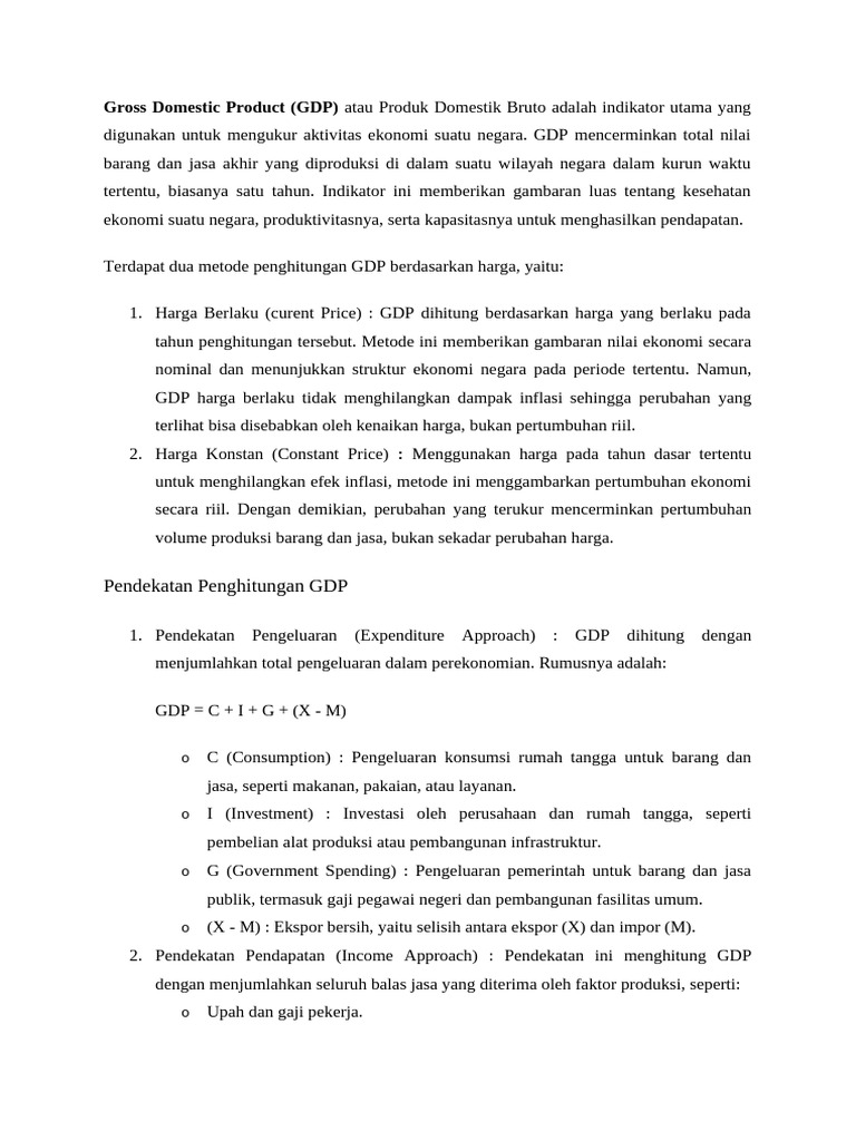 GDP, GNP Dan Pendapatan Nasional | PDF