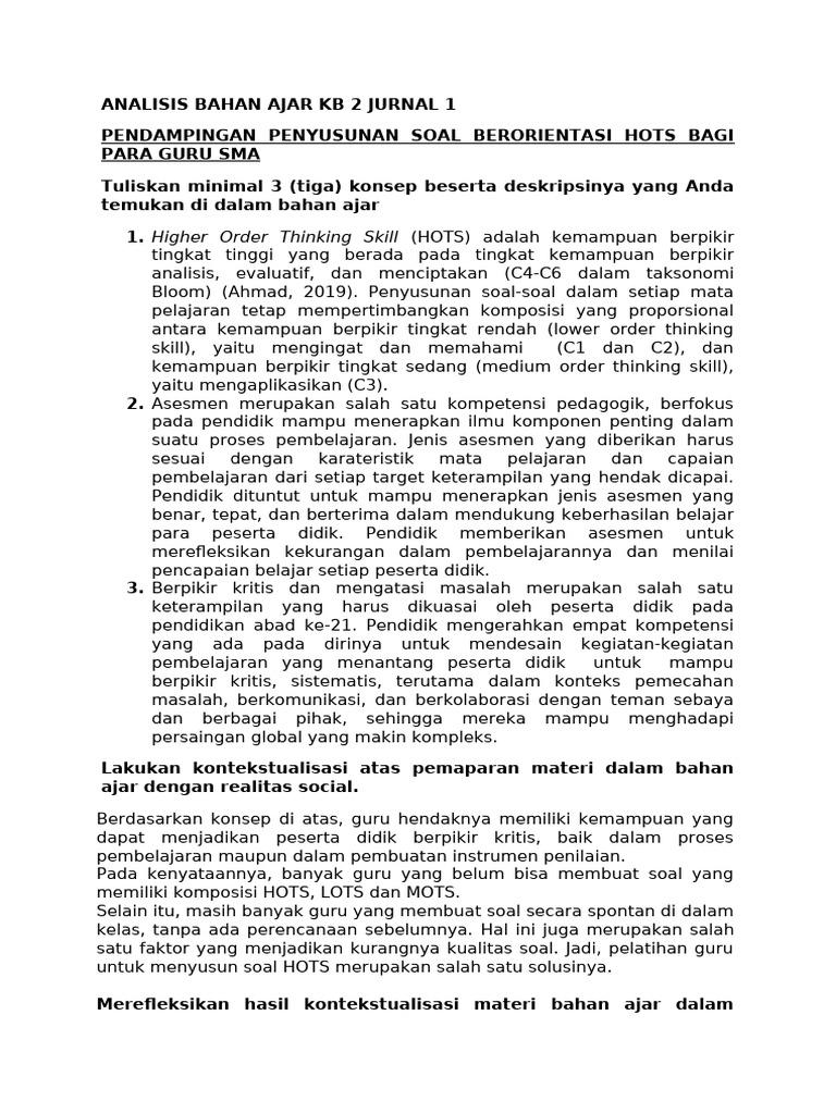 Analisis Bahan Ajar KB 2 Jurnal 1 Modul 4 | PDF