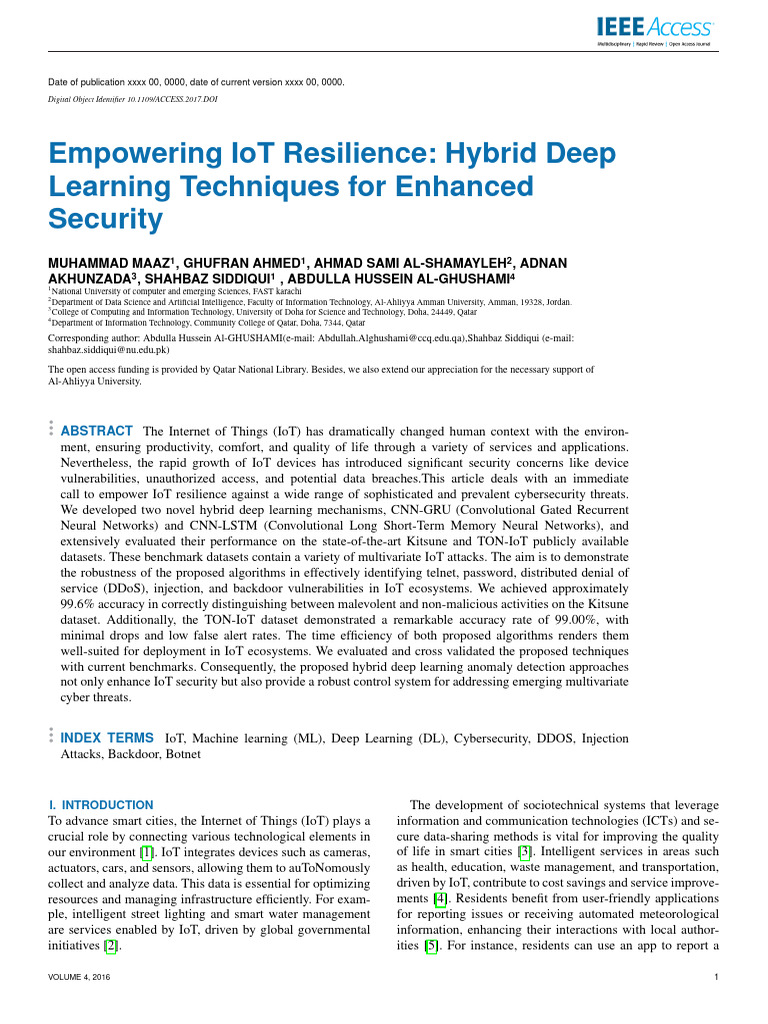 Empowering IoT Resilience Hybrid Deep Learning Techniques For Enhanced ...