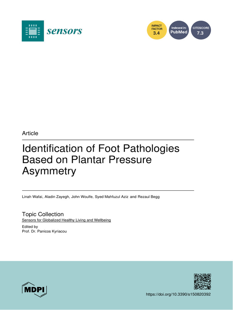 Identification of Foot Pathologies Based On Plantar Pressure Asymmetry ...