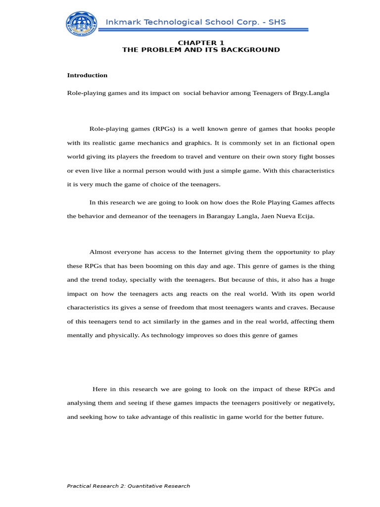 PR2 Rp games Final | PDF | Mental Disorder | Adolescence