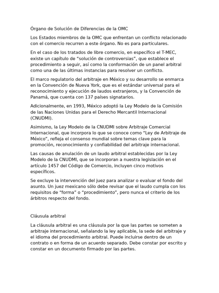 Resumen OMC | PDF | Arbitraje | Mediación