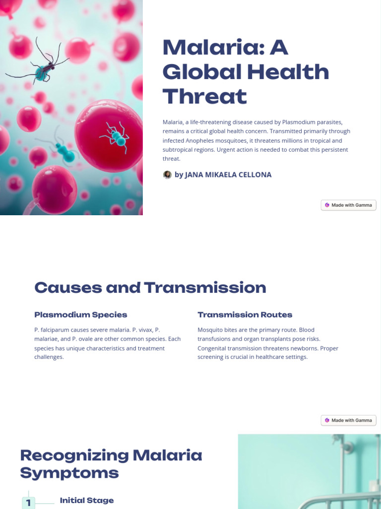 Malaria A Global Health Threat | PDF | Malaria | Medical Specialties