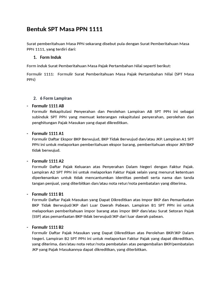 Bentuk SPT Masa PPN 1111 | PDF