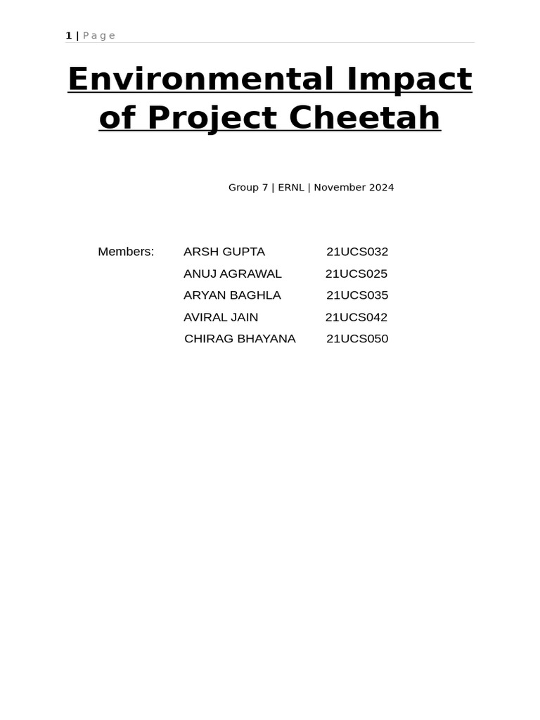 Project Cheetah Group7 | PDF | Conservation Biology | Sustainability