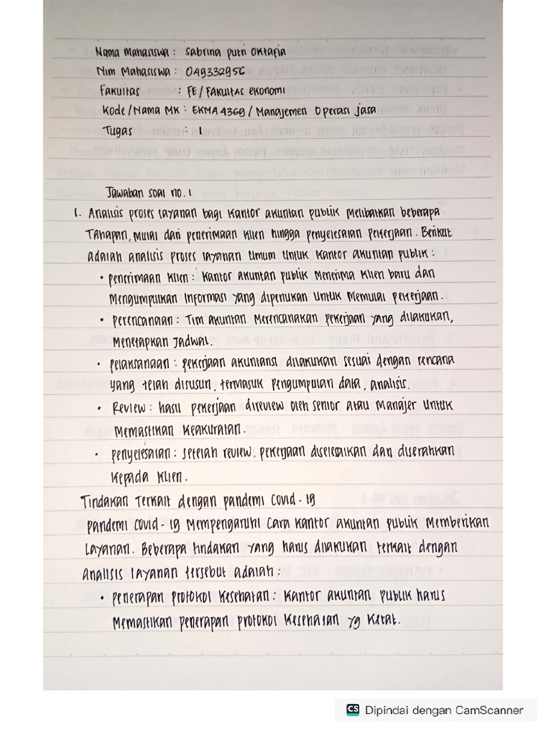 Tugas 1 Manajemen Operasi Jasa | PDF