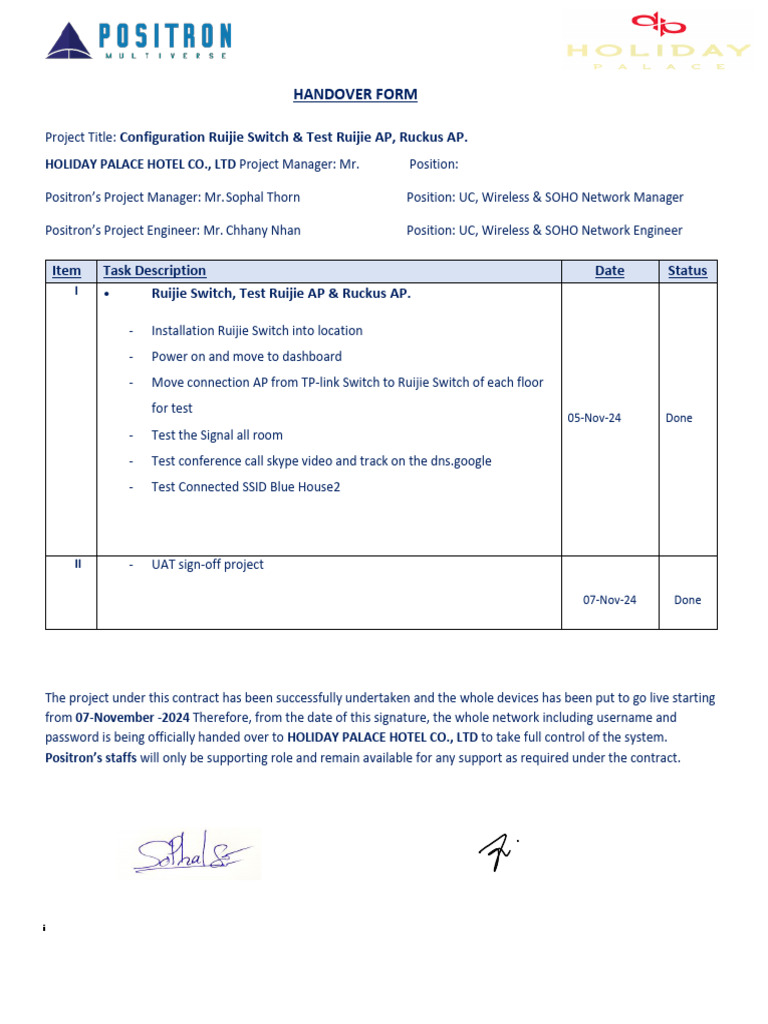 Handover_Form_Sign_Off_to_Holiday_Palace[2] | PDF | Computer Networking ...