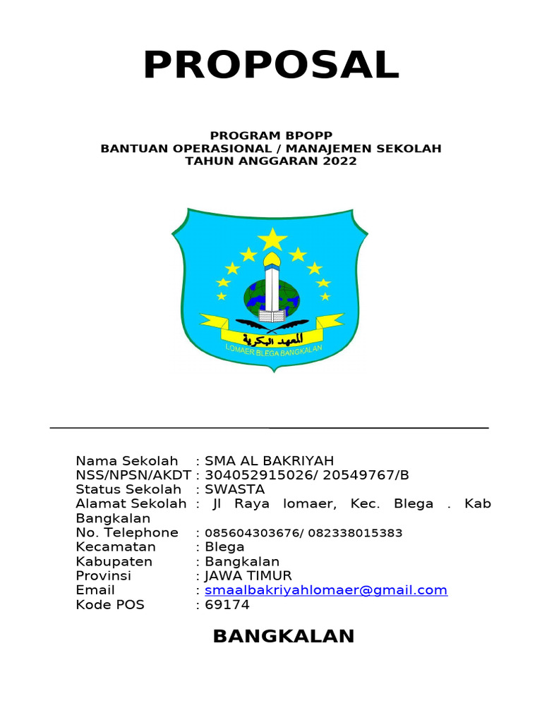 Proposal BPOPP 2020 SMA SMK SLB SWASTA | PDF