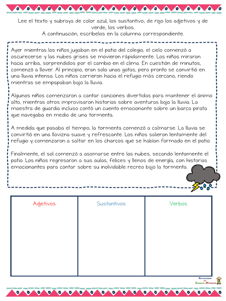 Adjetivos Sustantivos y Verbos | PDF