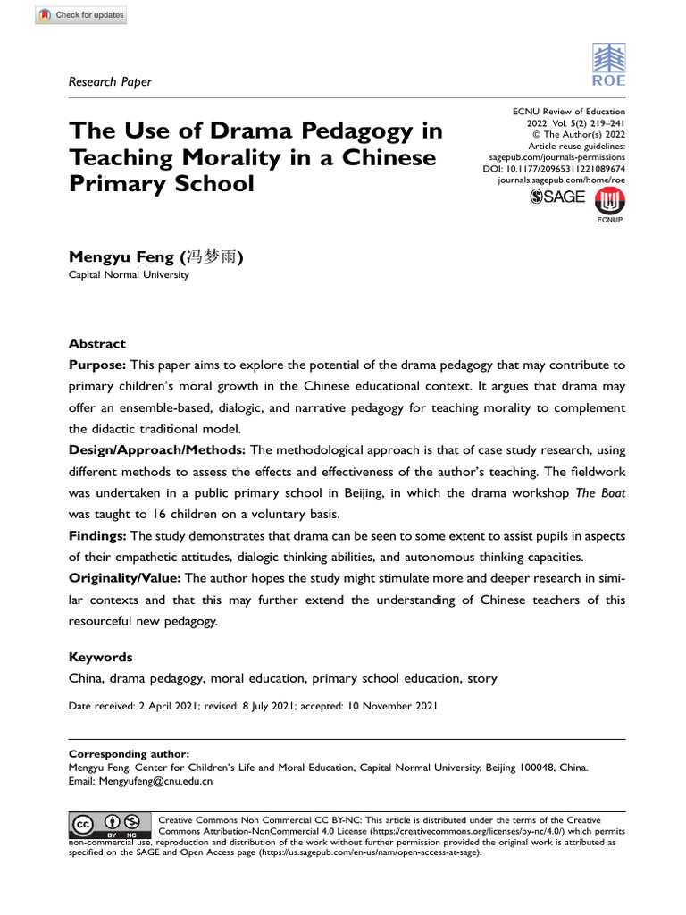 Feng (Feng Meng Yu) 2022 The Use of Drama Pedagogy in Teaching Morality ...