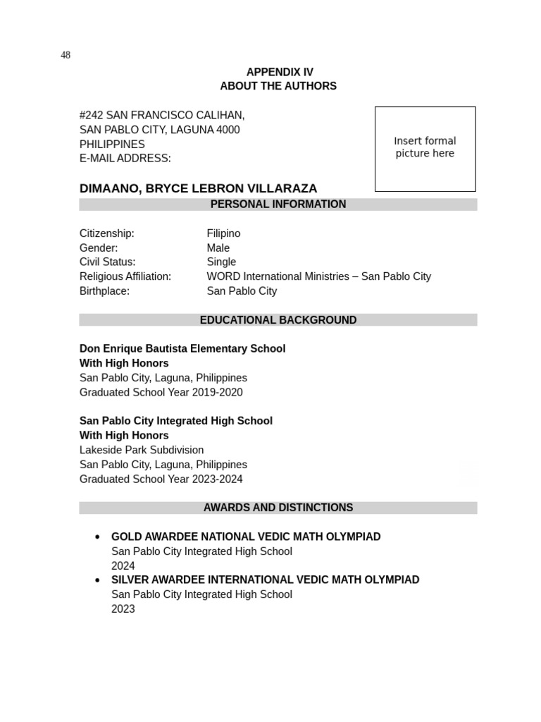 About The Authors Template | PDF