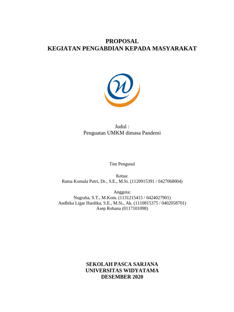 Contoh Cover Dan Pengesahan PROPOSAL ABDIMAS Untuk SPS | PDF