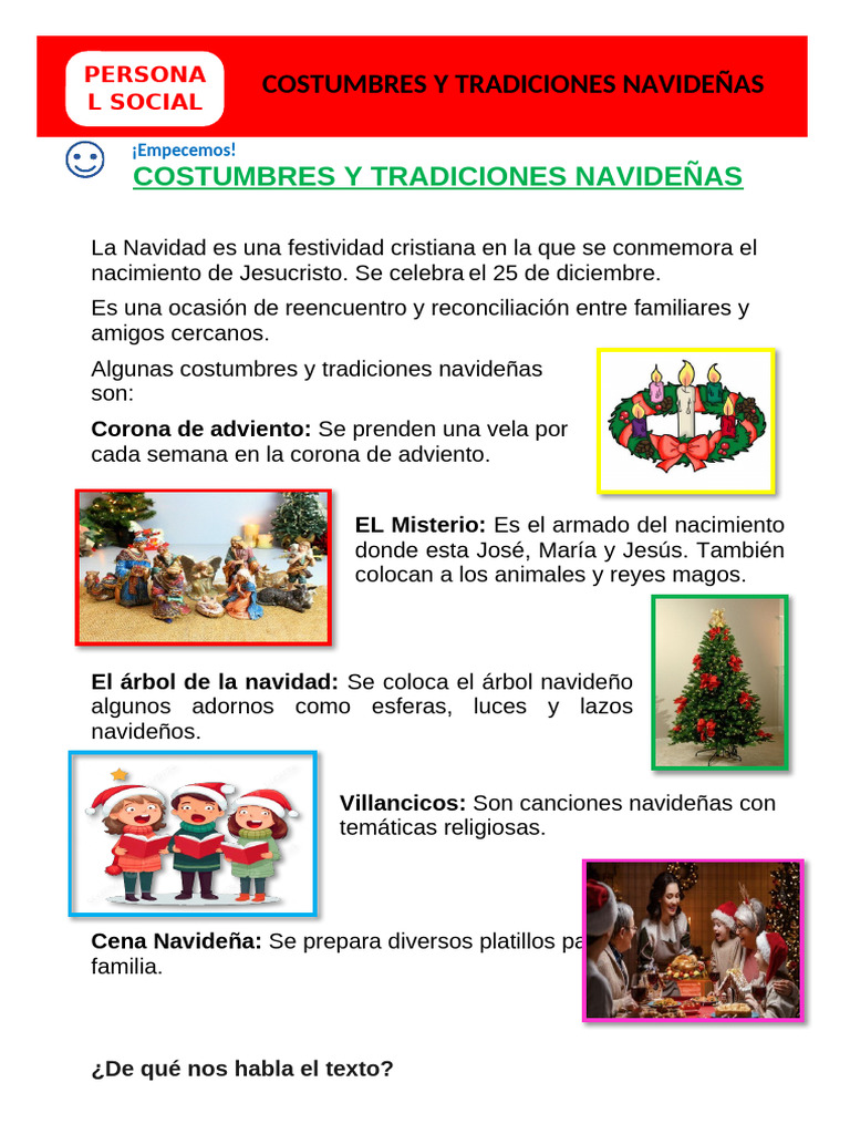 d1 A2 Ficha Ps. Costumbres y Tradiciones Navideñas | PDF