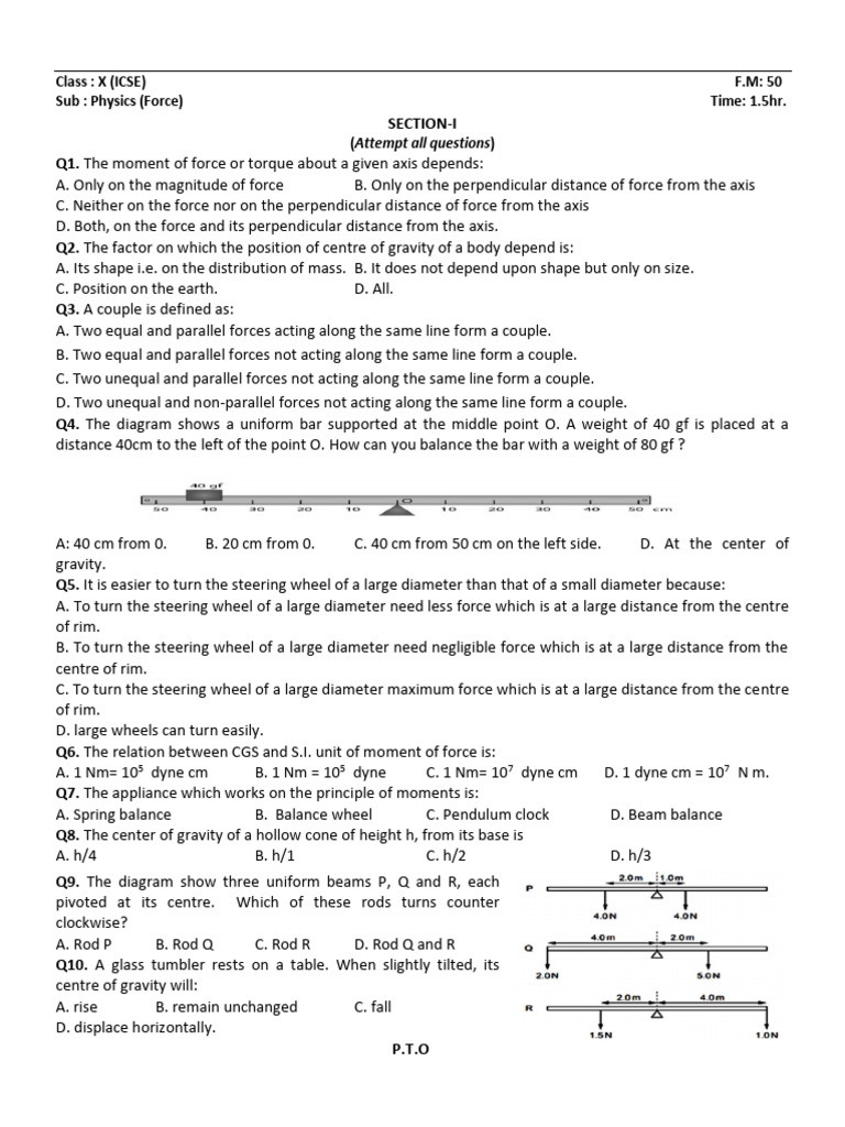 FORCE TEST | PDF | Force | Lever