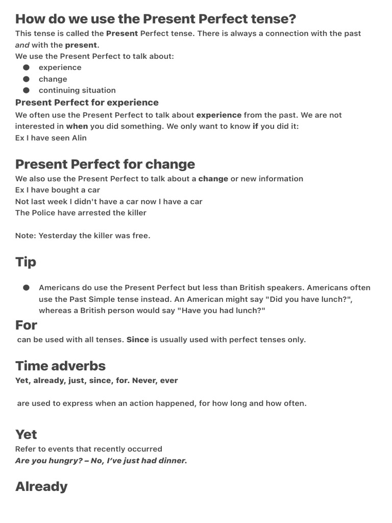 How Do We Use The Present Perfect Tense 2 | PDF