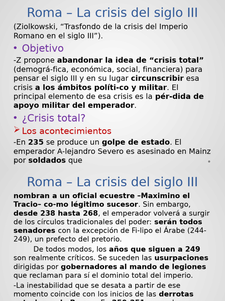 Causas y consecuencias de la crisis del siglo III | PDF | Roma antigua ...
