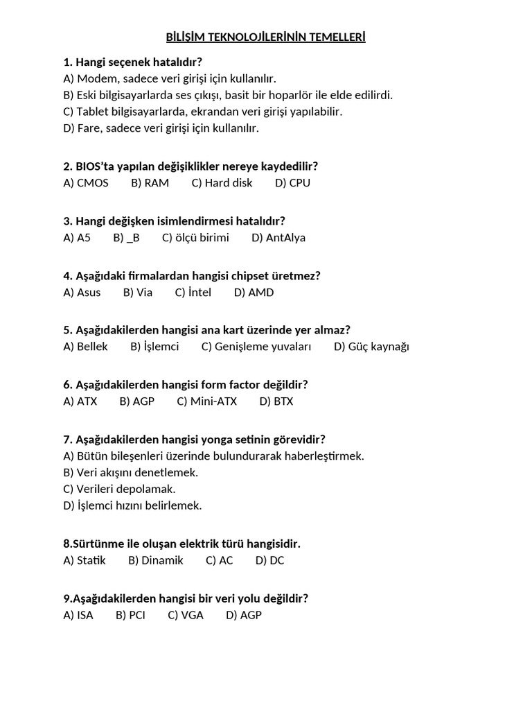 Bilisim Teknolojilerinin Temelleri | PDF