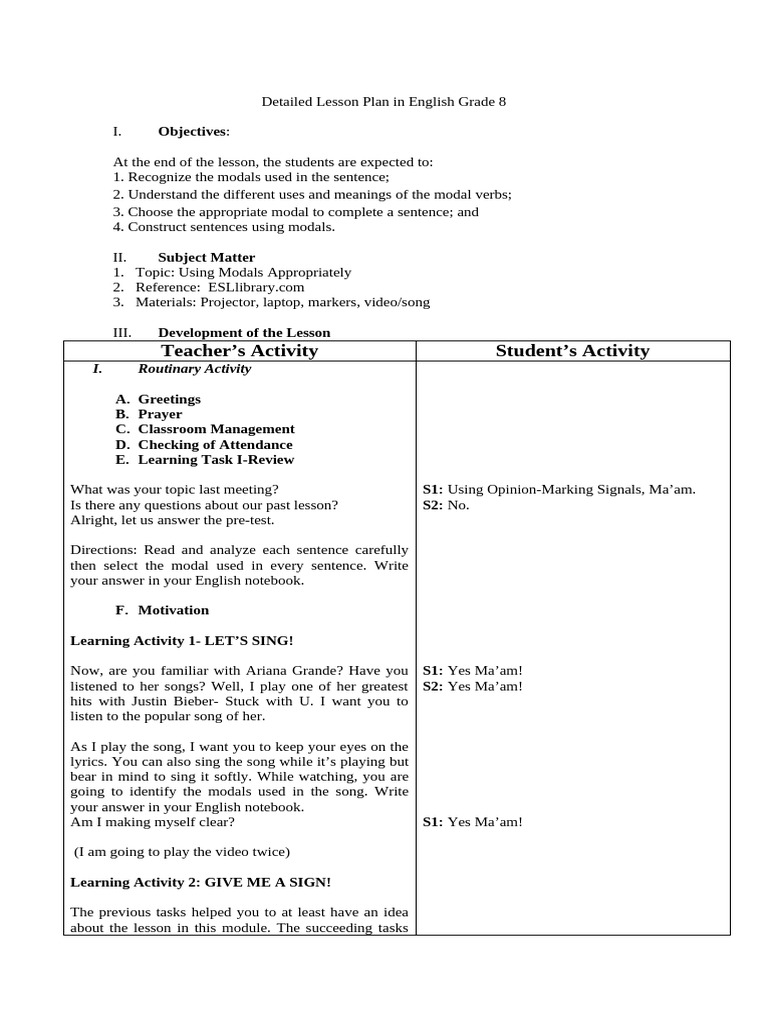 Detailed-Lesson-Plan-in-Modal-Verbs-by-Yvette (AutoRecovered) | PDF ...