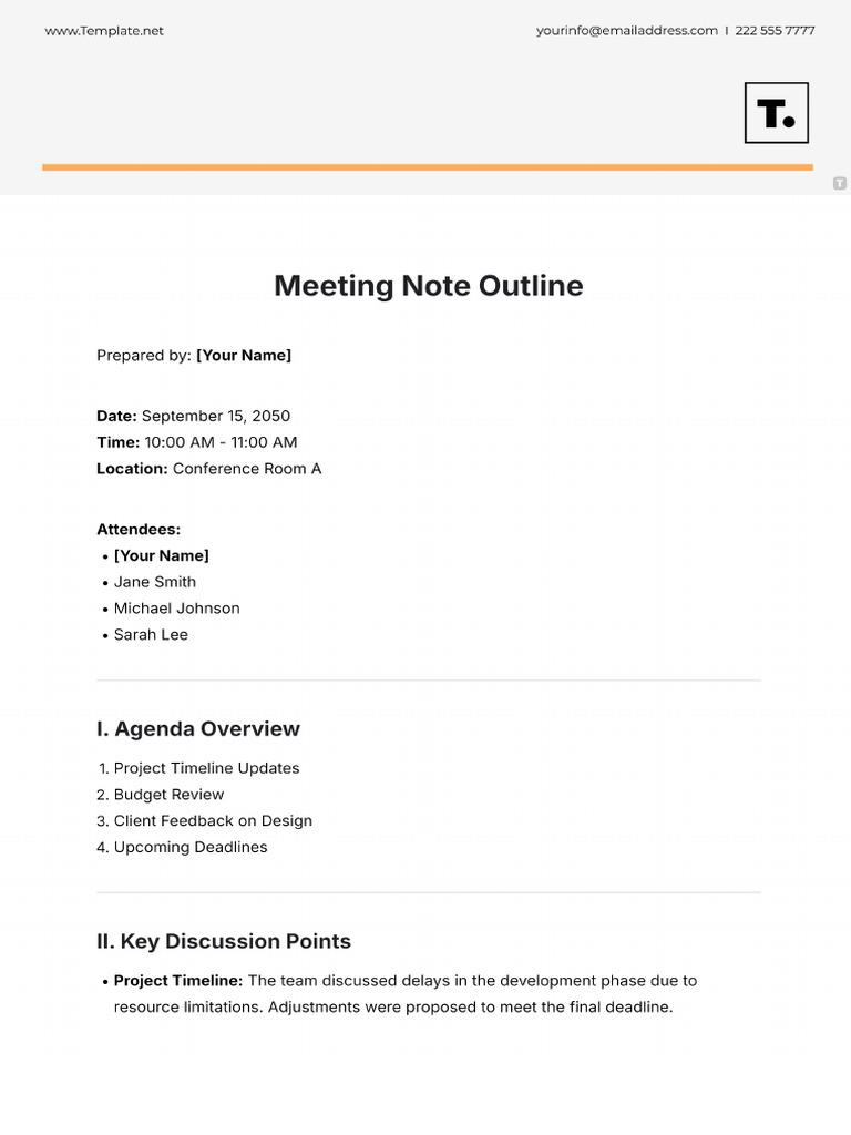 Meeting Note Outline Template | PDF