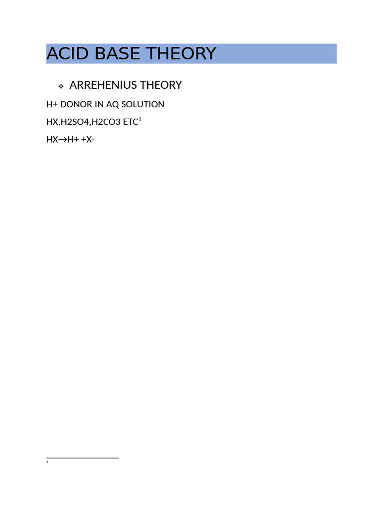 Acid Base Theory | PDF
