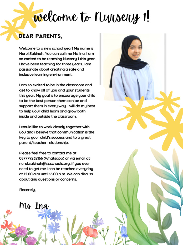 Welcome To Nursery 1!: Ms. Ina | PDF